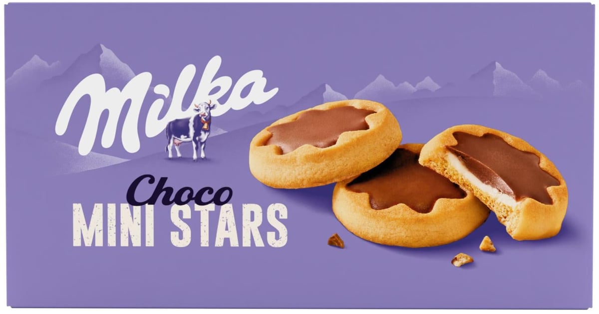 Milka sušenky Choco Mini Stars mléčná náplň a čokoláda