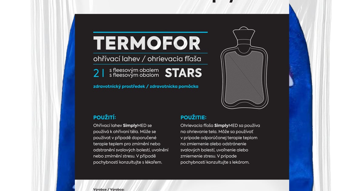 SimplyMed Termofor s fleesovým obalem Stars 2L