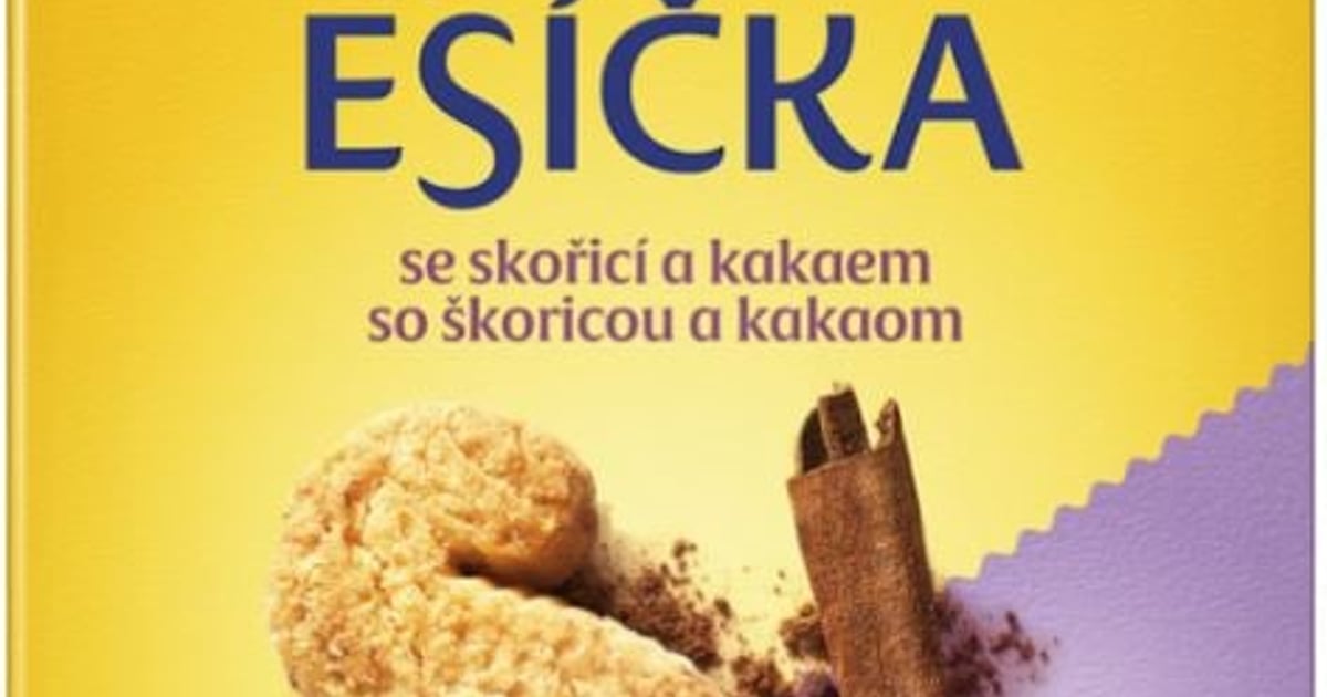 Opavia sušenky Zlaté Esíčka se skořicí a kakaem