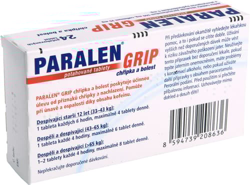 PARALEN GRIP CHŘIPKA A BOLEST 500MG/25MG/5MG potahované tablety 24 I