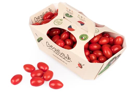 Rajčata cherry oválná (odr. Sweetelle) – farma Bezdínek, košík